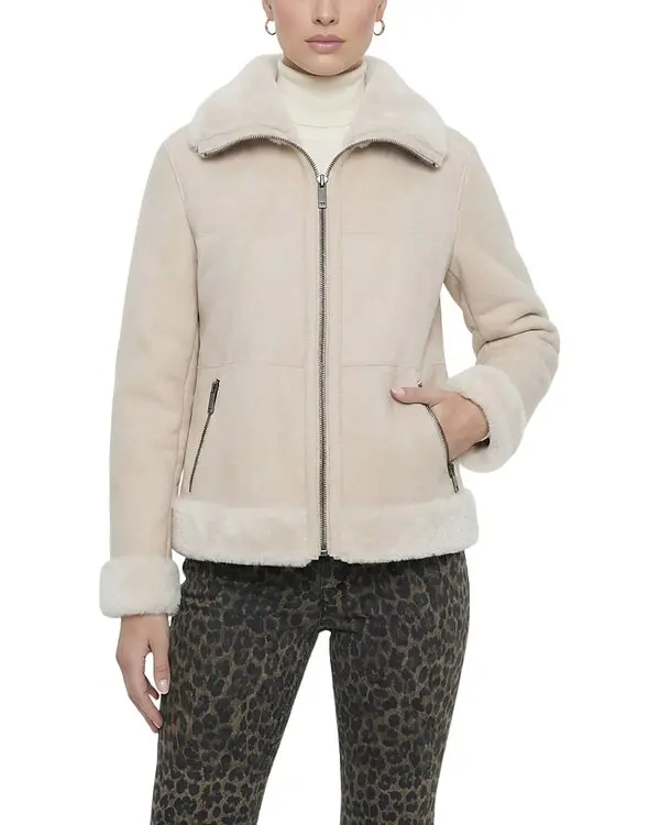 Gorski Merino Shearling Lamb Zip Jacket - Beige