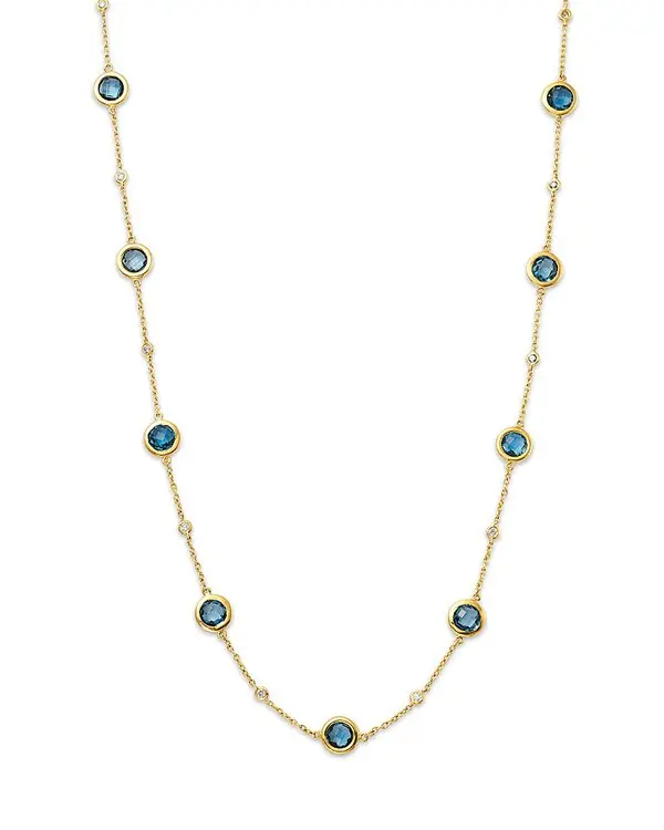 Bloomingdale'S Blue Topaz And Diamond Station Collar Necklace - Gold