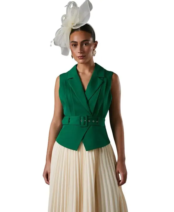 Coast Sleeveless Crepe Pleated Midi Dress