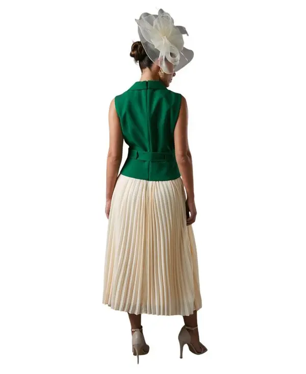 Coast Sleeveless Crepe Pleated Midi Dress