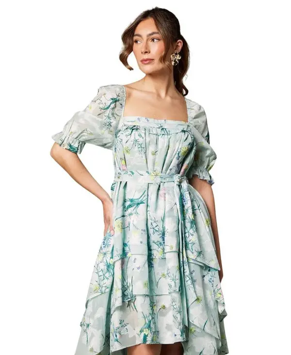 Coast Short Sleeve Printed Chiffon Midi Dress