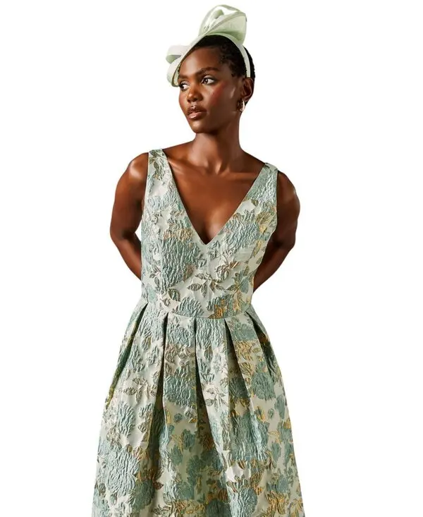 Coast V-neck Jacquard Midi Dress