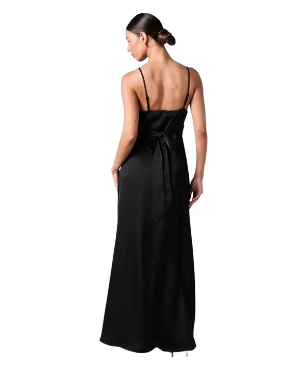 blue dress for baby girl Cami Cowl Front Satin Bridesmaid Dress - Black main image 0