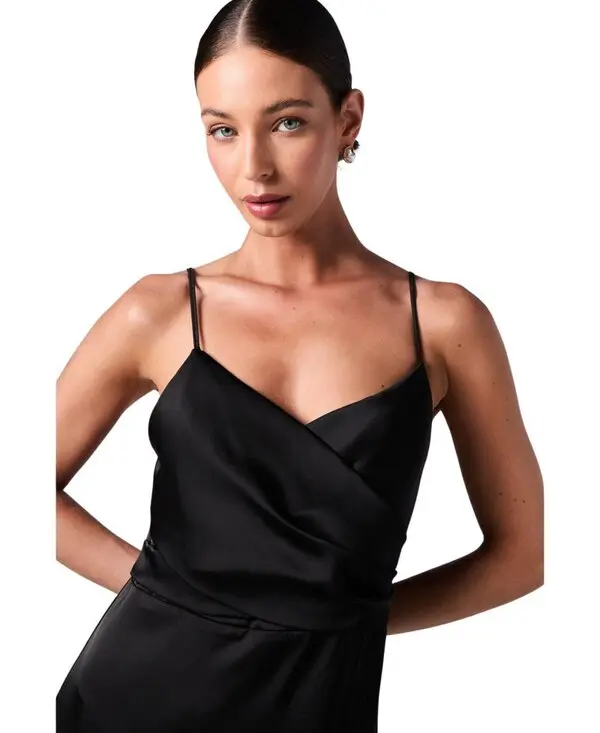 Coast Wrap Waist Satin Cami Dress - Black