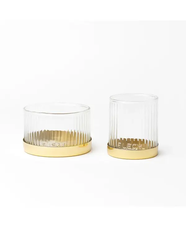 FLECK Fluted Glass Votive Set Of 2