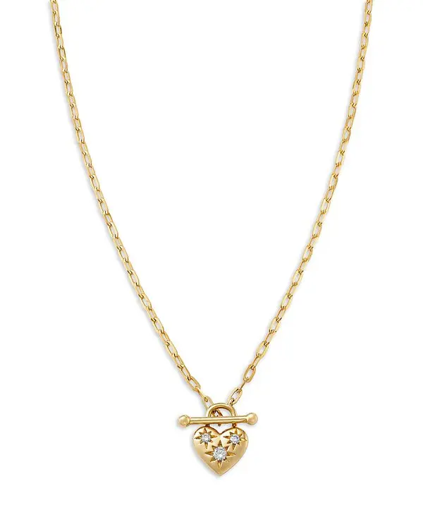 MOON & MEADOW Lab Grown Diamond Heart Toggle Pendant Necklace - Gold