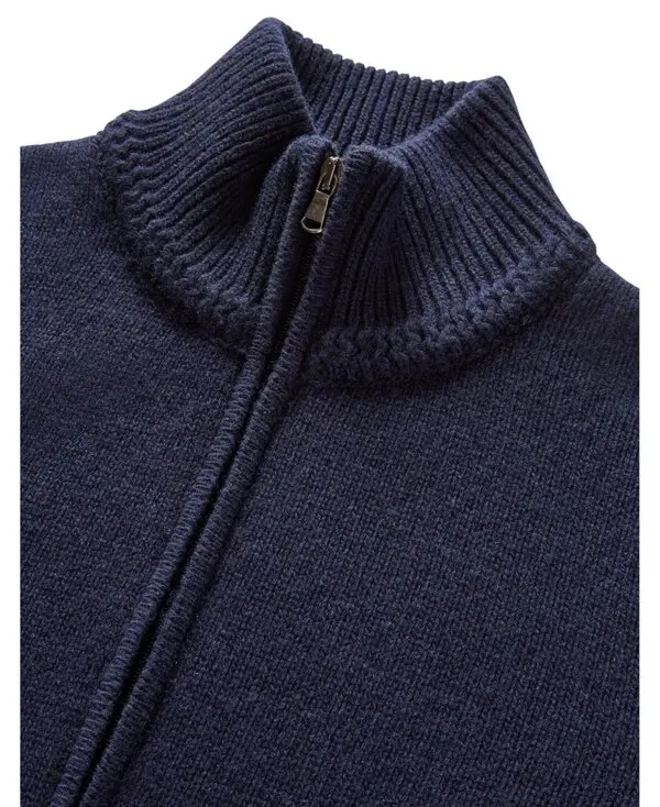 Robert Talbott Graham Cashmere Blend Full Zip Sweater - Navy