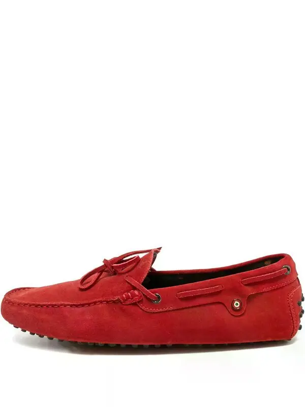 TOD'S Calf Suede Tie Slip-ons - Red