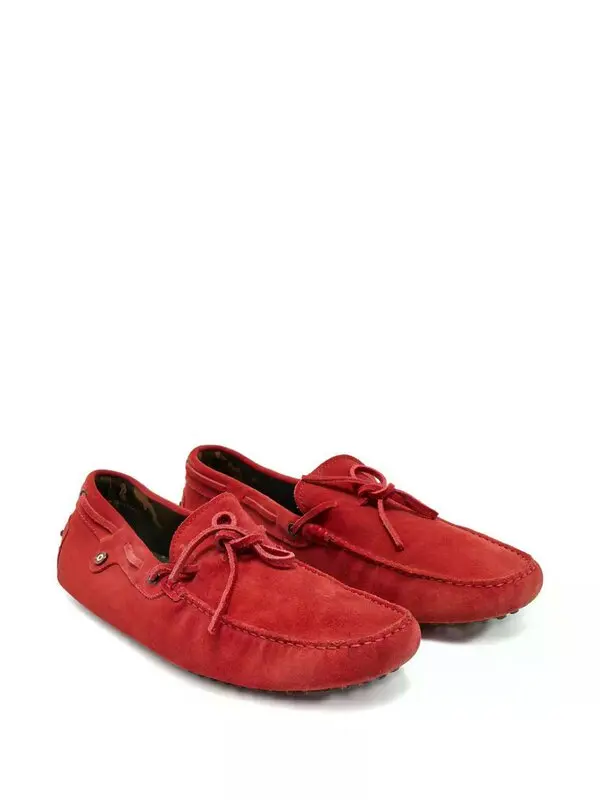 TOD'S Calf Suede Tie Slip-ons - Red