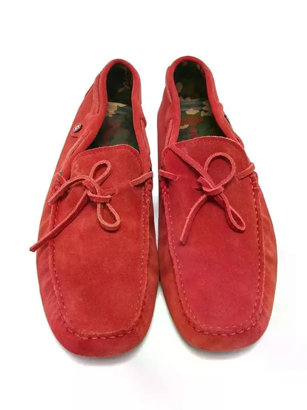 TOD'S Calf Suede Tie Slip-ons - Red