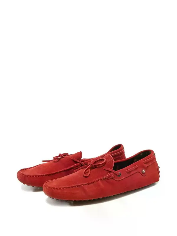 TOD'S Calf Suede Tie Slip-ons - Red