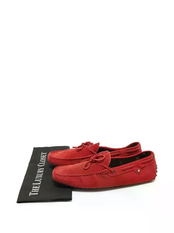 TOD'S Calf Suede Tie Slip-ons - Red