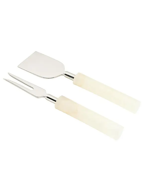 THE COLLECTIVE HOME Santo Alabaster Cheese Tools Set Of 2 - White