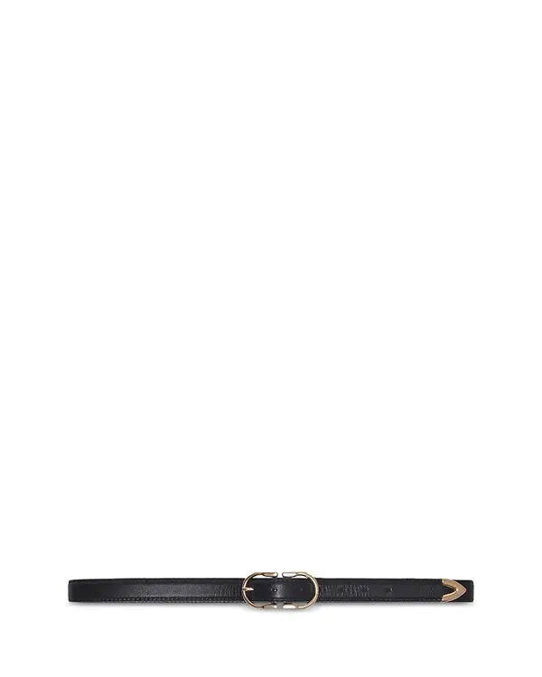 Maje Double Buckle Leather Belt - Black