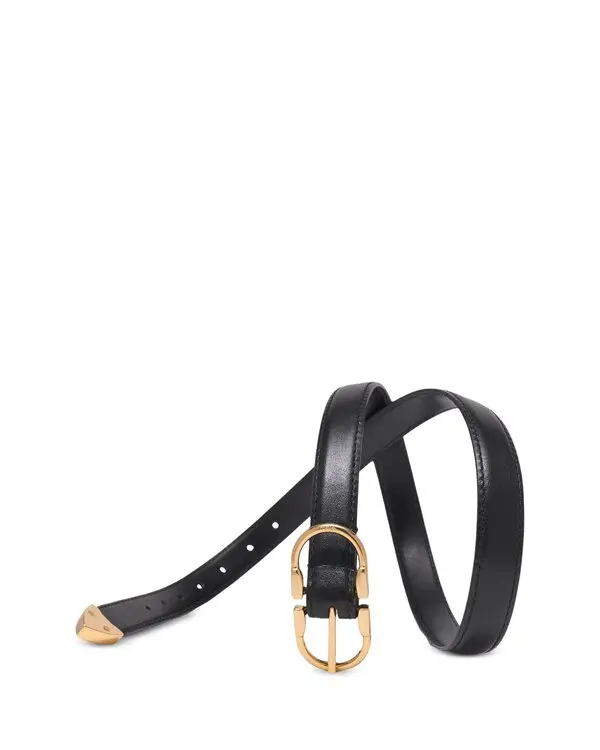 Maje Double Buckle Leather Belt - Black