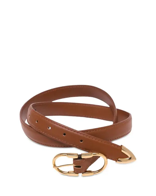 Maje Double Buckle Leather Belt - Camel
