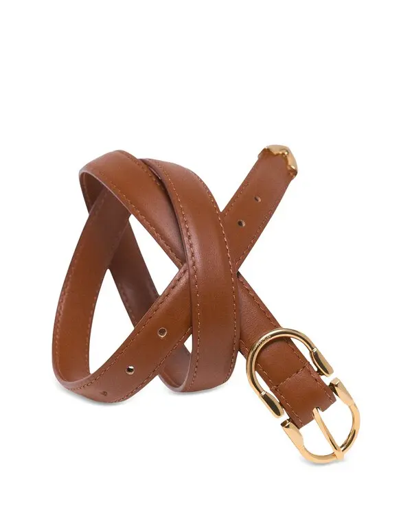 Maje Double Buckle Leather Belt - Camel
