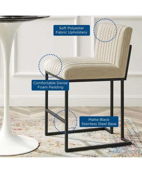 MODWAY Indulge Channel Tufted Fabric Counter Stool