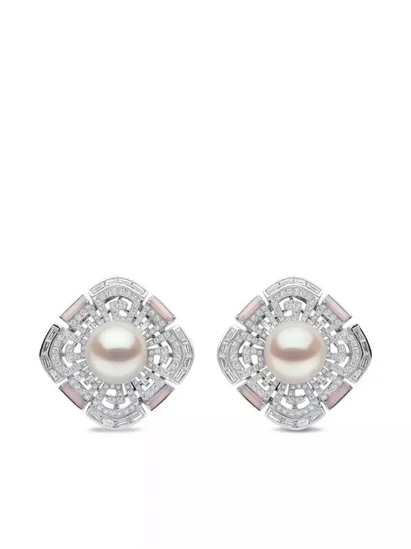 Yoko London Cleopatra South Sea Pearl And Diamond Earrings - Silver