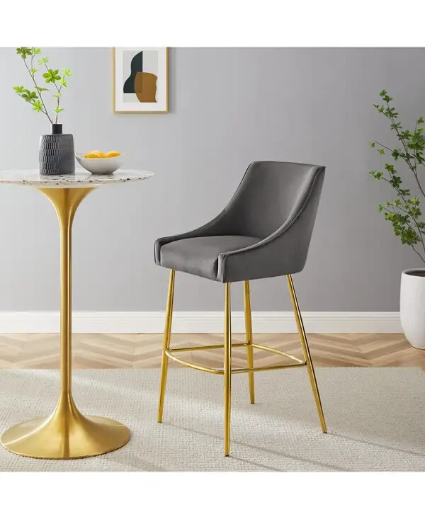 MODWAY Discern Performance Velvet Bar Stool - Gray