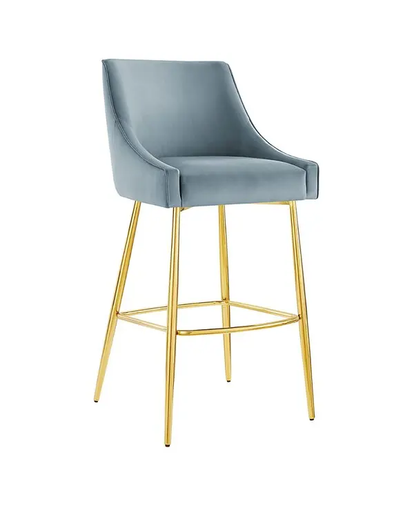 MODWAY Discern Performance Velvet Bar Stool - Light Blue
