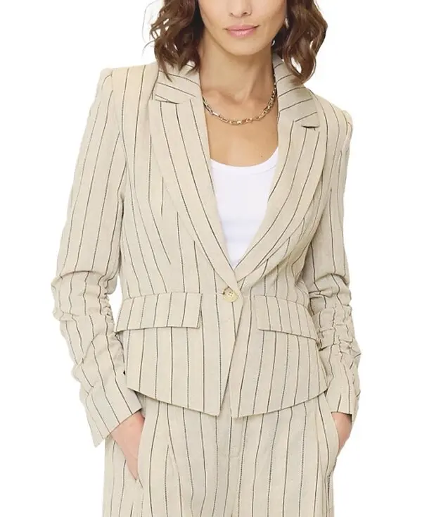 Central Park West Striped Notched Lapel Blazer