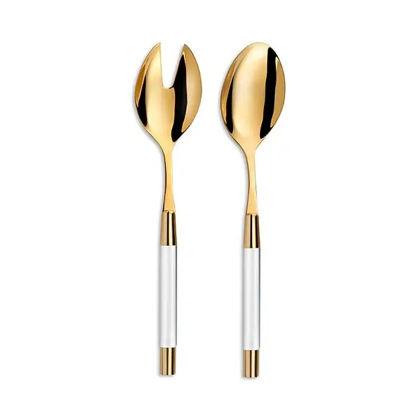CAPDECO Zoe Gold Tone Salad Servers - Crystal