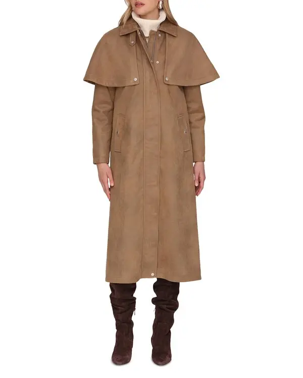 Avec Les Filles Faux Suede Cape Trench Coat