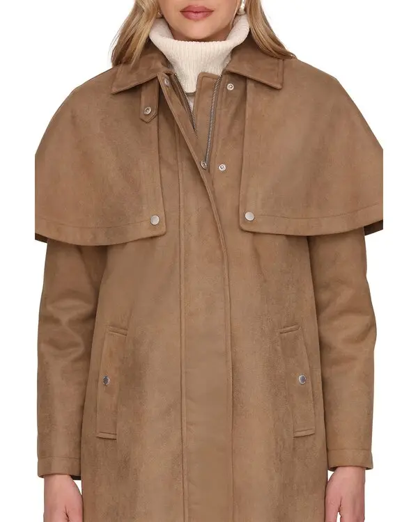 Avec Les Filles Faux Suede Cape Trench Coat