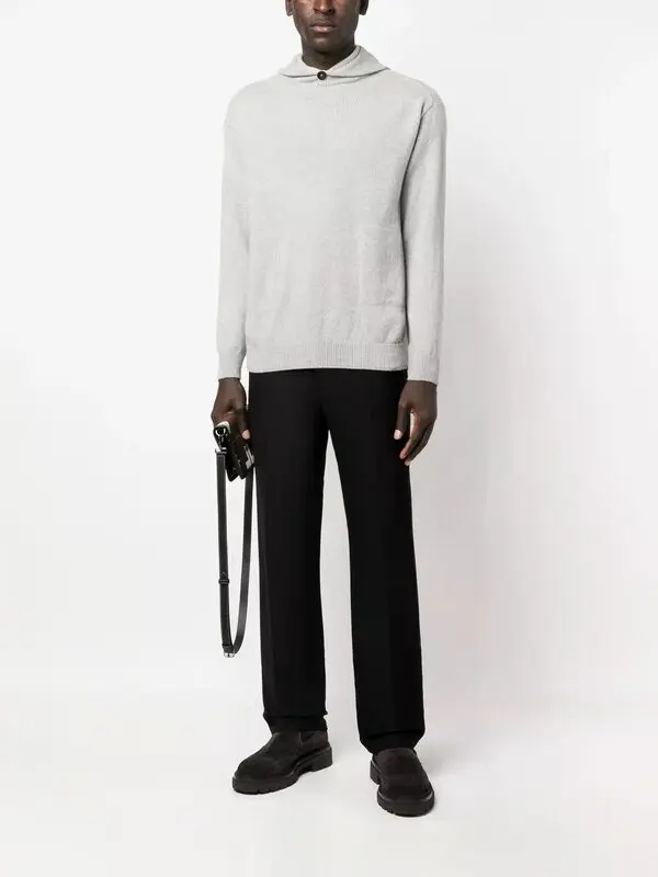 Malo Buttoned-hood Knit Sweater