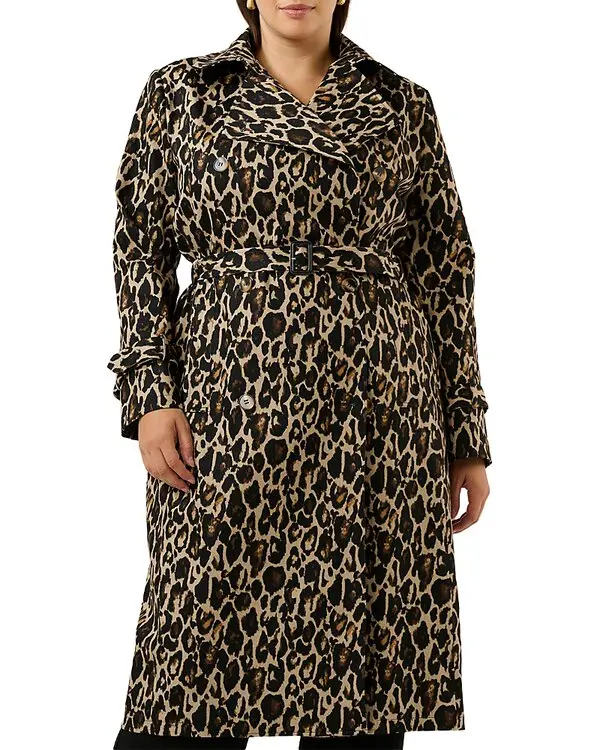 ESTELLE Shari Print Trench Coat - Leopard