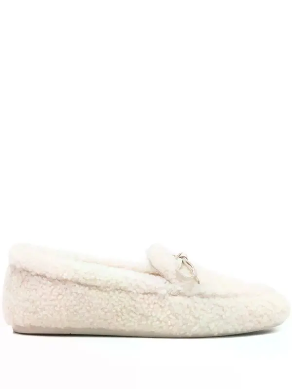 STUART WEITZMAN Britt Shearling Bow Loafers - Neutrals