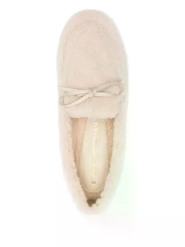 STUART WEITZMAN Britt Shearling Bow Loafers - Neutrals