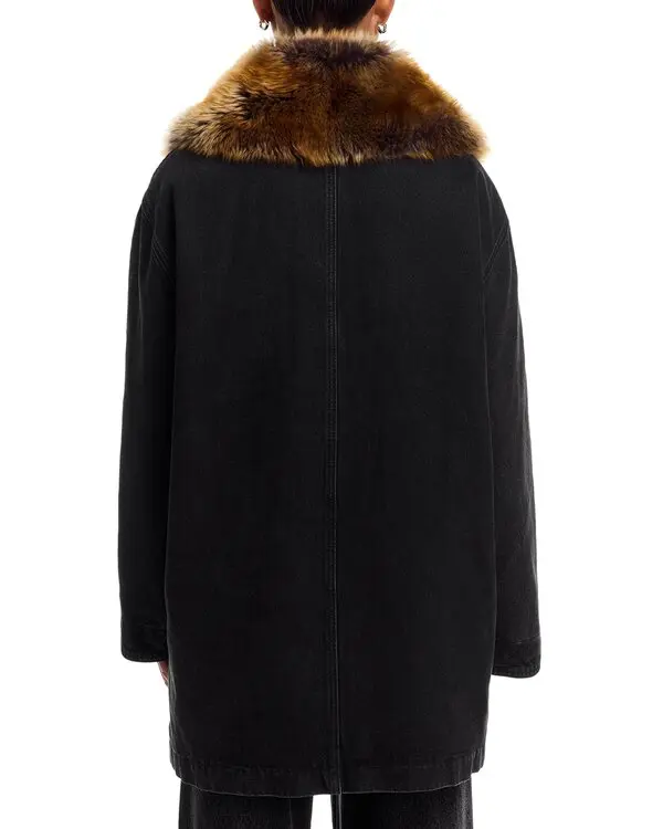 FRAME Shearling Trimmed Overcoat