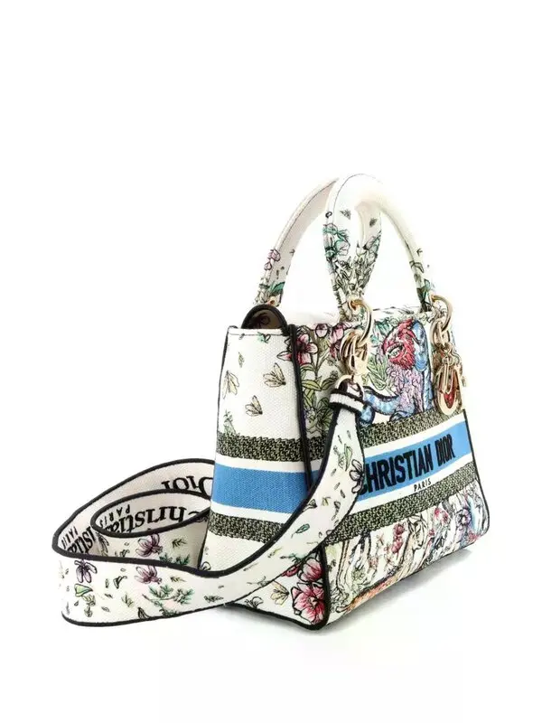 Dior Lady D-lite Embroidered Canvas Medium Satchel - Blue