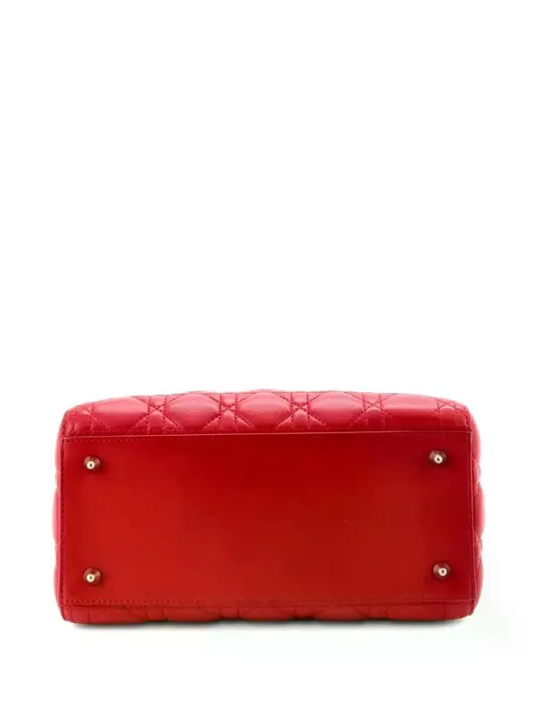 Dior Lady Medium Satchel Cannage Quilt Lambskin - Red