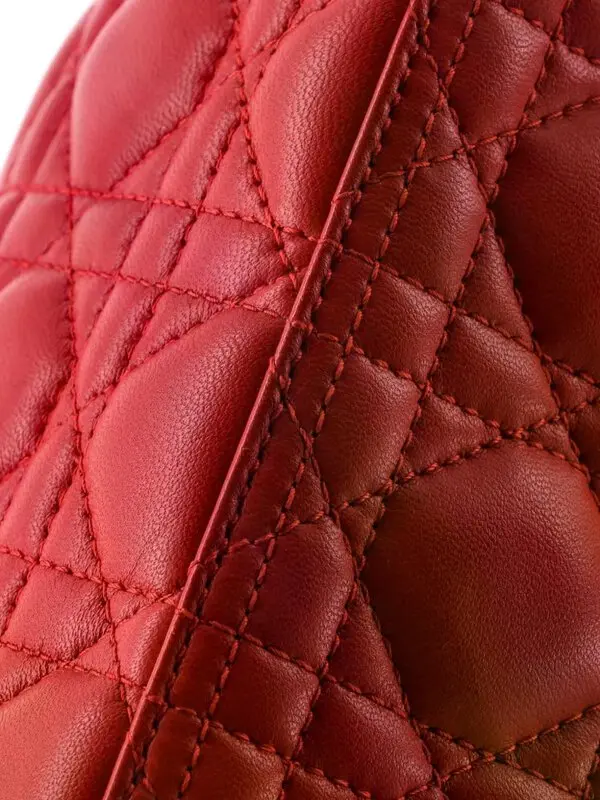 Dior Lady Medium Satchel Cannage Quilt Lambskin - Red