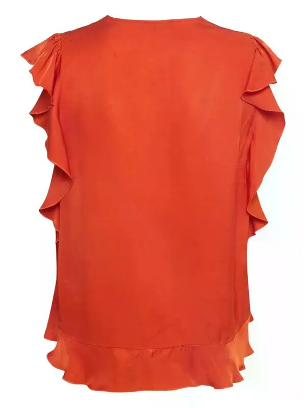 Sandro Ruffled Sleeveless Top - Orange