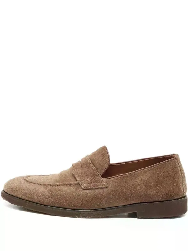 Brunello Cucinelli Suede Penny Loafers - Brown