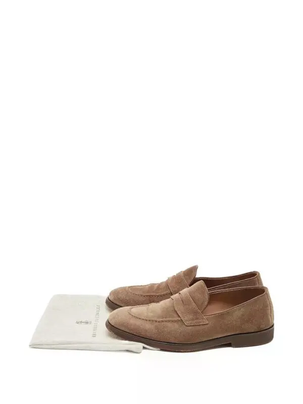 Brunello Cucinelli Suede Penny Loafers - Brown
