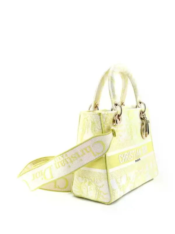 Dior Lady D-lite Embroidered Canvas Medium Satchel - Yellow