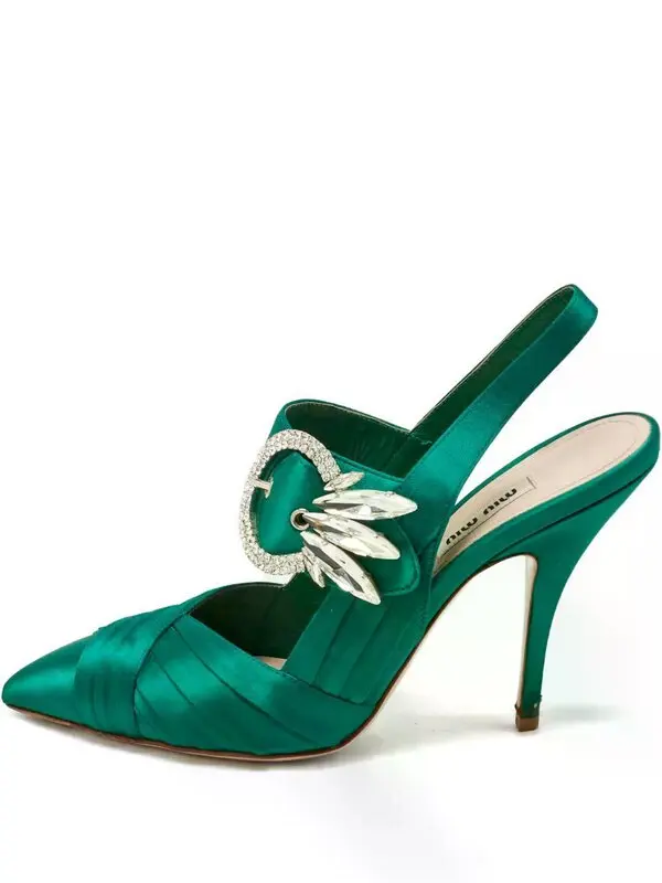 Miu Miu Satin Crystal-embellished Pumps