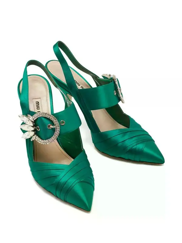 Miu Miu Satin Crystal-embellished Pumps