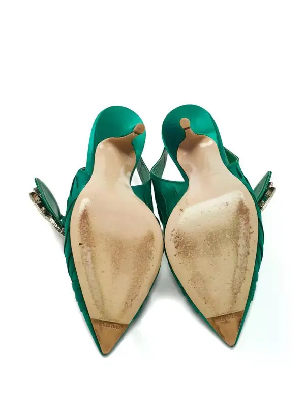 Miu Miu Satin Crystal-embellished Pumps