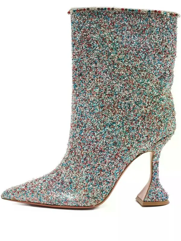 Amina Muaddi Mia Martini" Glitter Ankle Boots