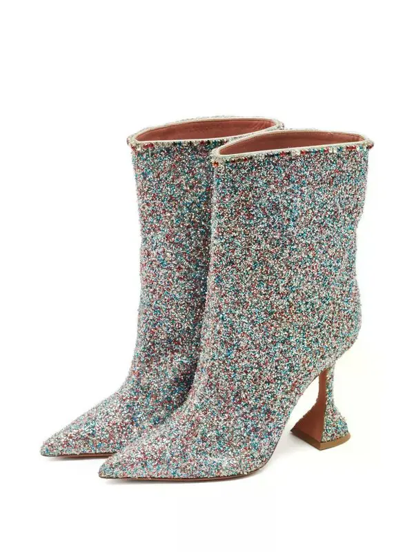 Amina Muaddi Mia Martini" Glitter Ankle Boots