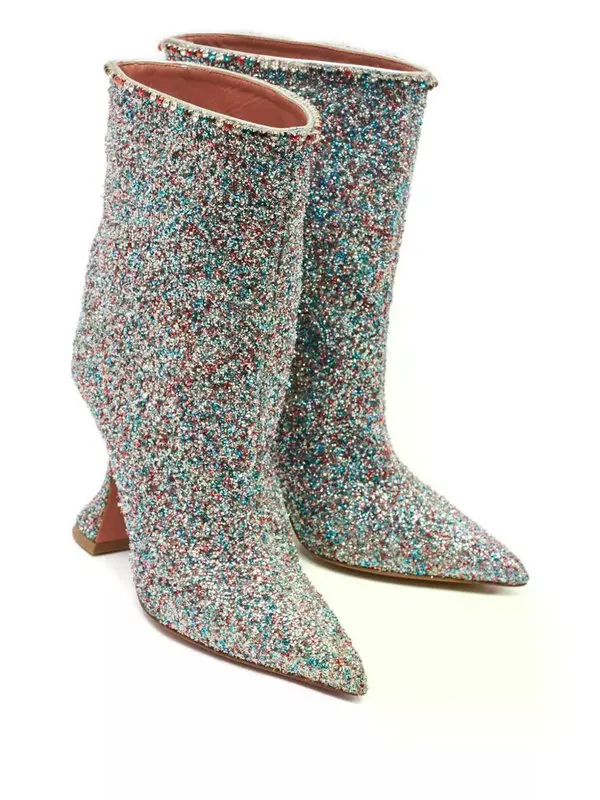 Amina Muaddi Mia Martini" Glitter Ankle Boots
