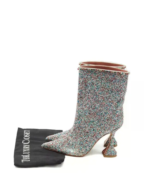 Amina Muaddi Mia Martini" Glitter Ankle Boots