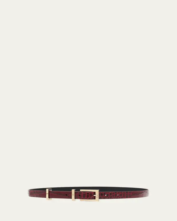 TOM FORD Shiny Croc-embossed Leather Belt