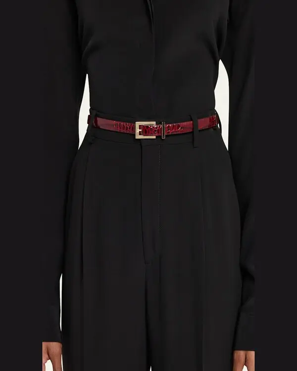 TOM FORD Shiny Croc-embossed Leather Belt